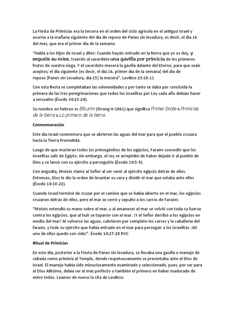 La Fiesta de Primicias | PDF | La resurrección de Jesús | Jesús
