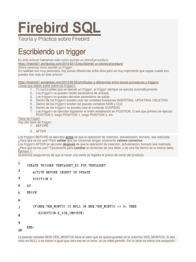 Firebird SQL TRIGGERS | PDF | Datos | Informática