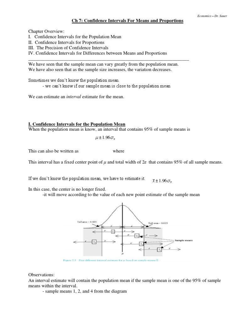 S07 Handout - Confidence Intervals For Means and Proportions | PDF ...