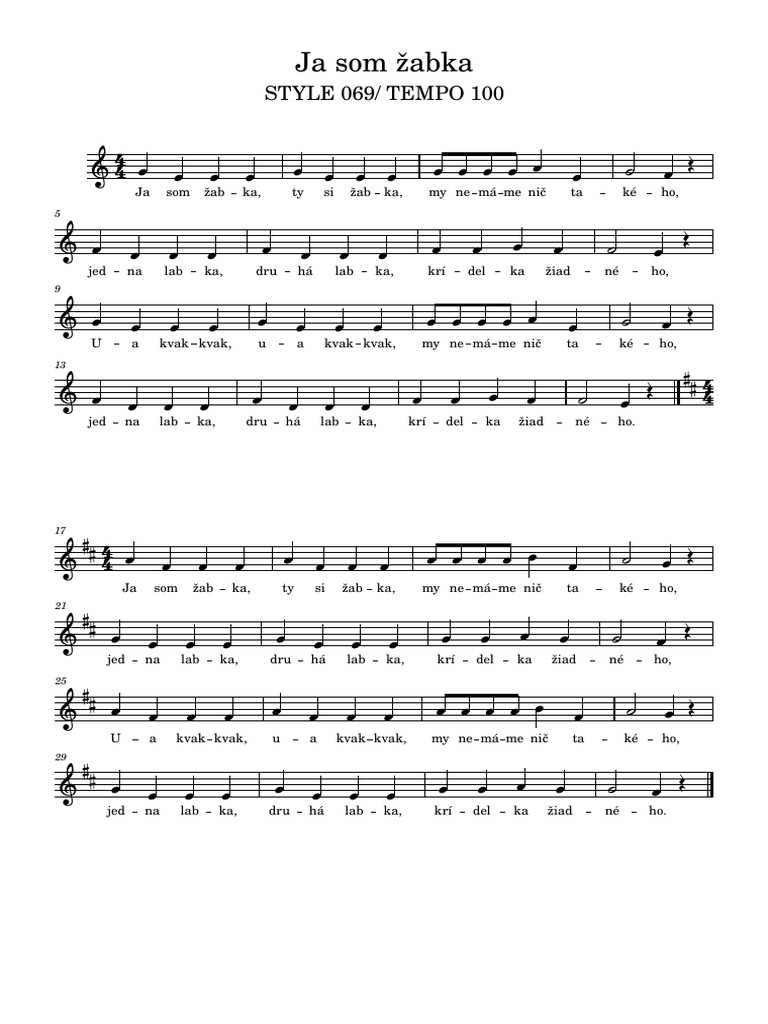 Ja - Som - Žabka Klavír | PDF