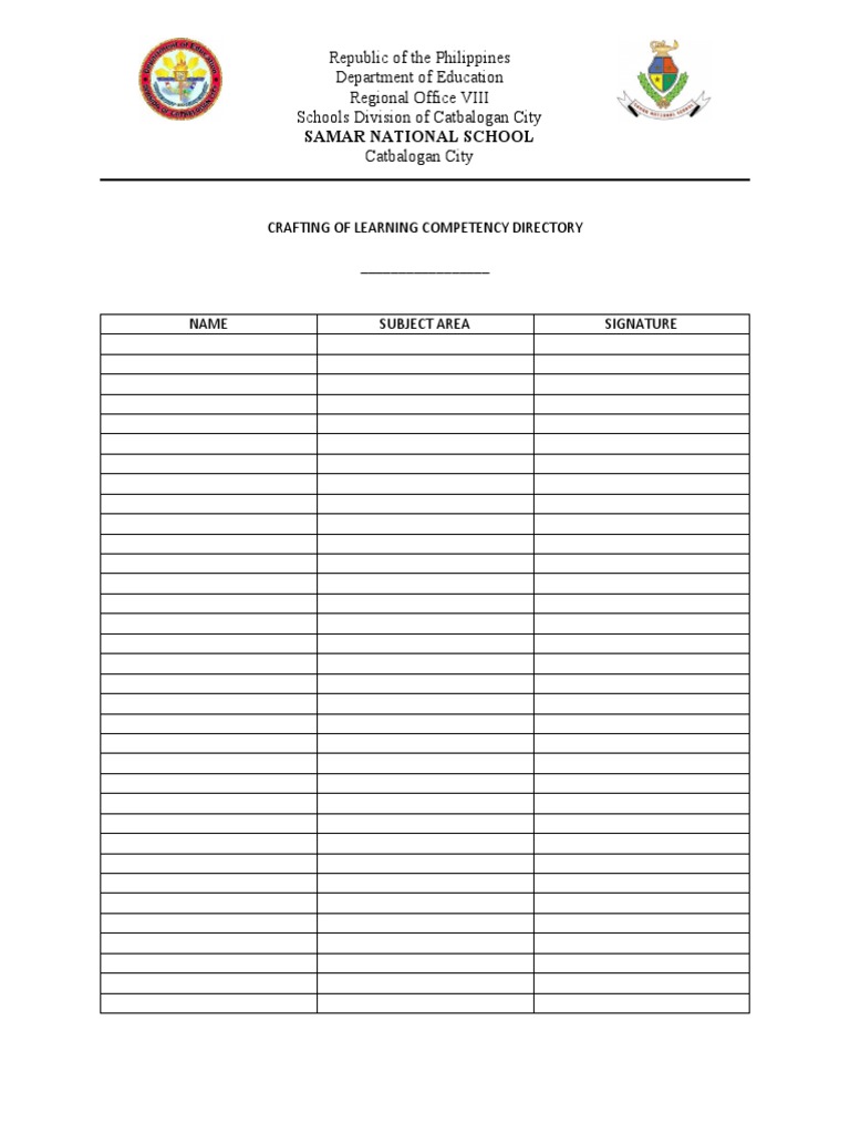 CRAFTING OF LEARNING COMPETENCY DIRECTORY-attendance | PDF