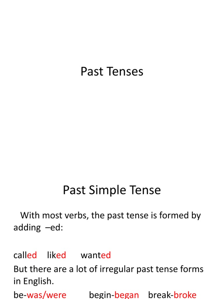 Understanding Past Tenses in English | PDF | Grammatical Tense ...