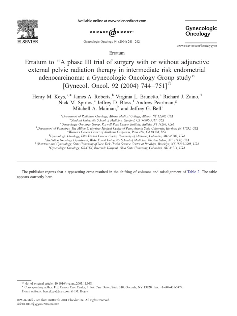2004 - Keys Et Al. - A Phase III Trial of Surgery With or Without Adjunctive External Pelvic ...