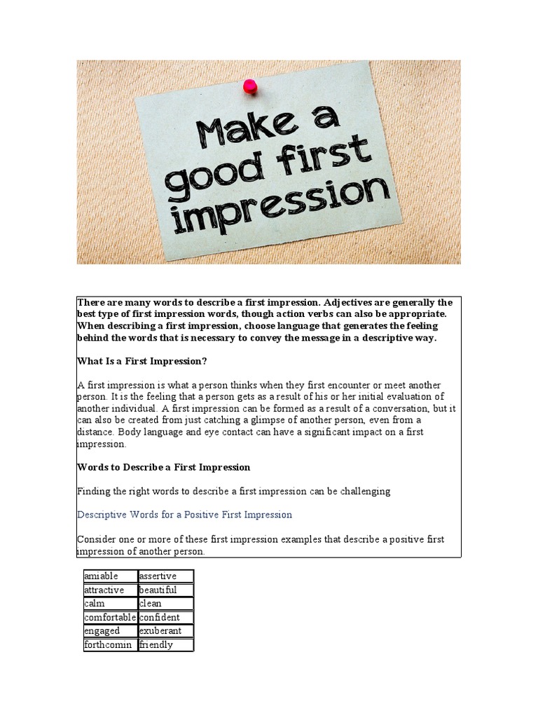 First Impression PDF | Download Free PDF | Communication | Linguistics