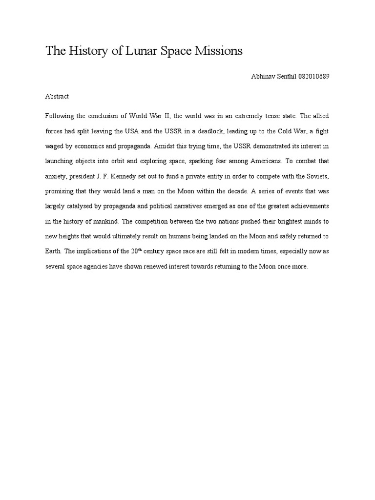 The History of Lunar Space Missions | PDF | Moon | Nasa