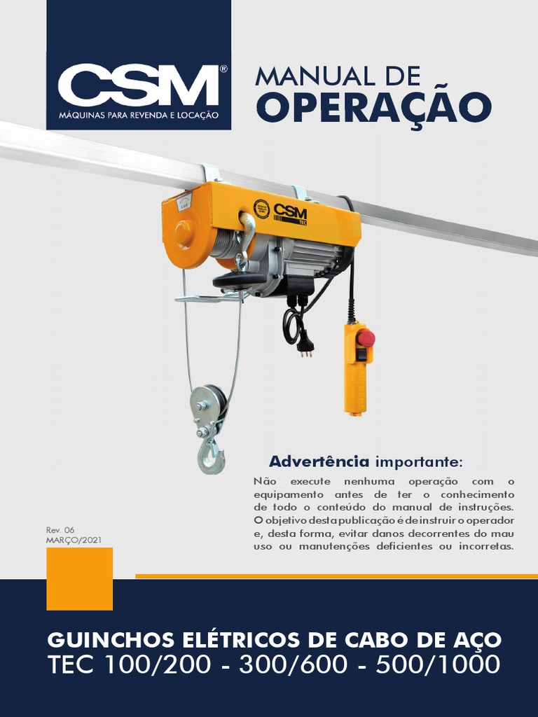 Manual Guincho Eletrico TEC 100-300-500 | PDF | Vestir-se | Eletricidade