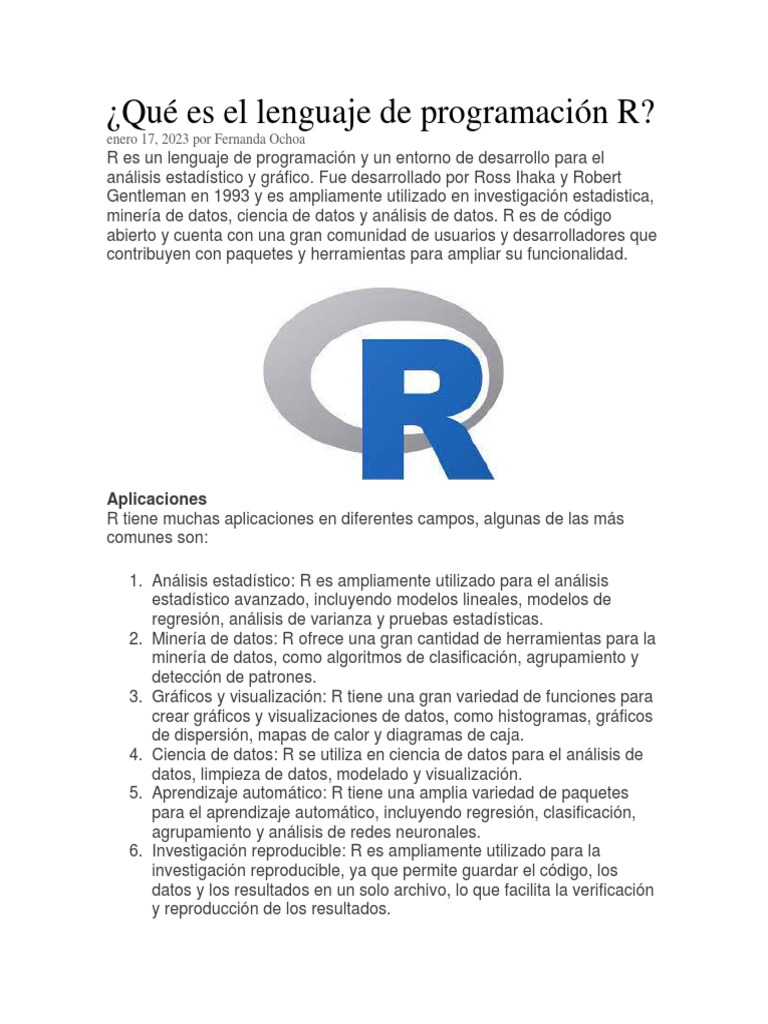 03 Qué Es El Lenguaje de Programación R | PDF | R (lenguaje de ...