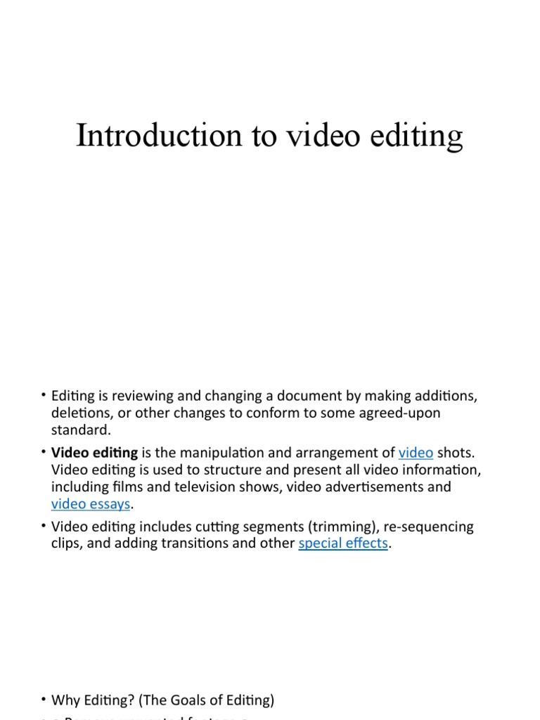 Introduction To Video Editing | PDF | Digital Technology | Information And Communications Technology