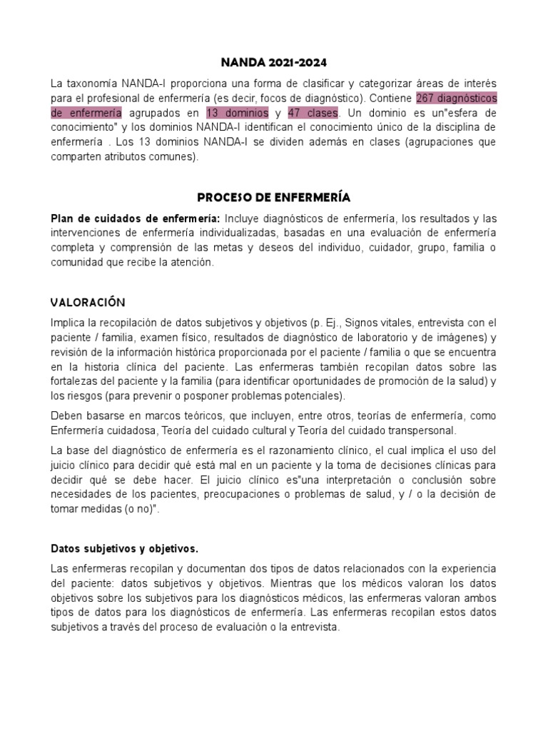 Nanda 2021-2024 - Pae | PDF | Enfermería | Diagnostico medico