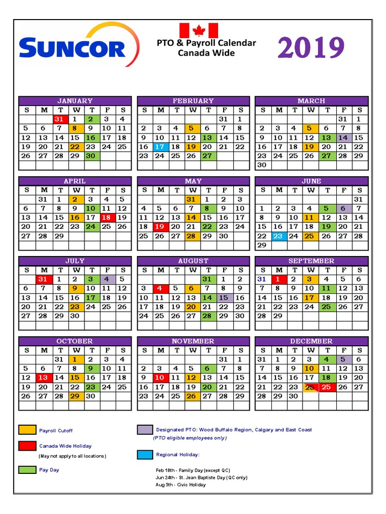 University of Calgary Payroll Calendar 2019 | PDF | Canada | Secular ...