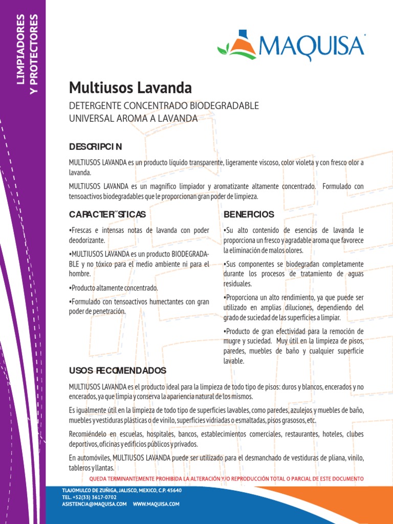 Lavanda Multiusos | PDF | Detergente | Química