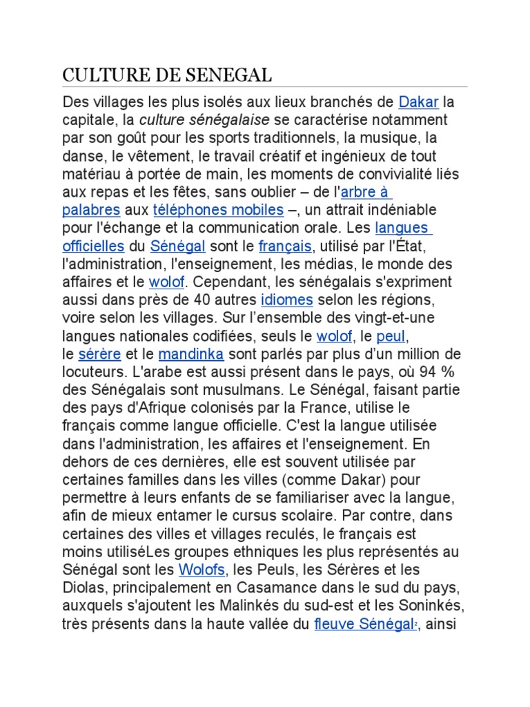 Culture de Senegal | PDF | Sénégal