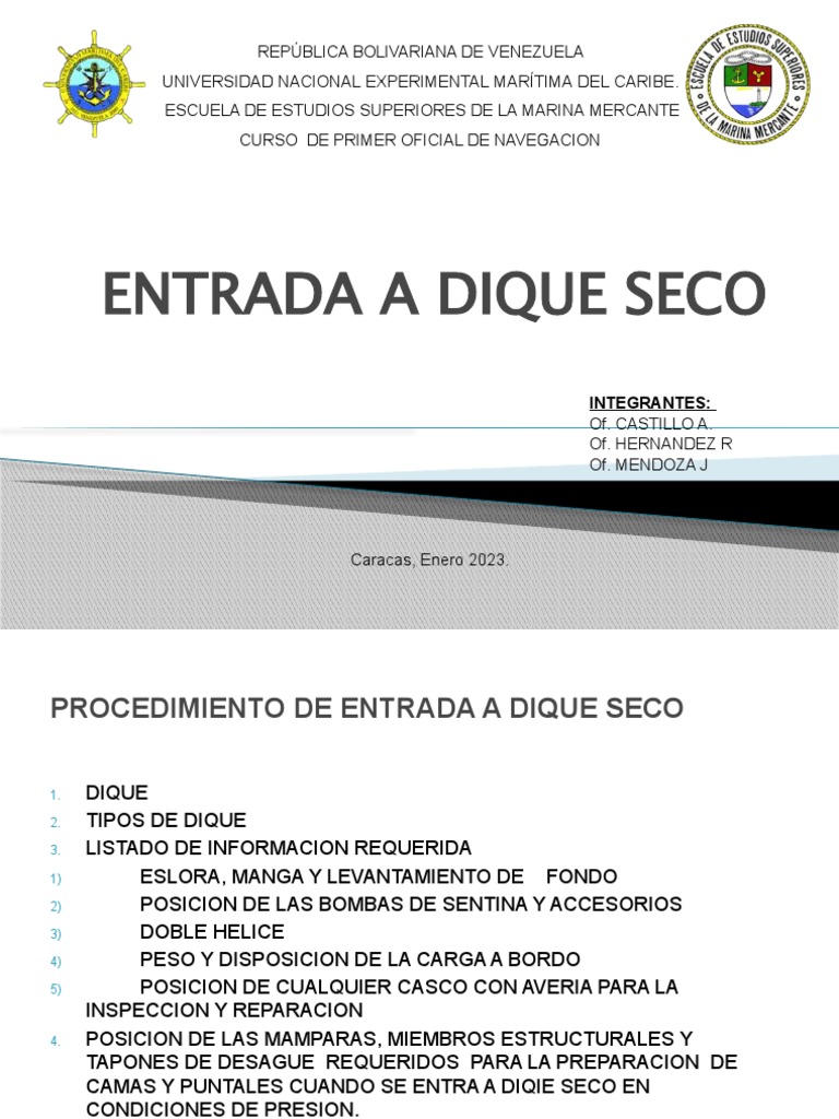 Entrada a dique seco: tipos de diques y procedimiento | PDF ...