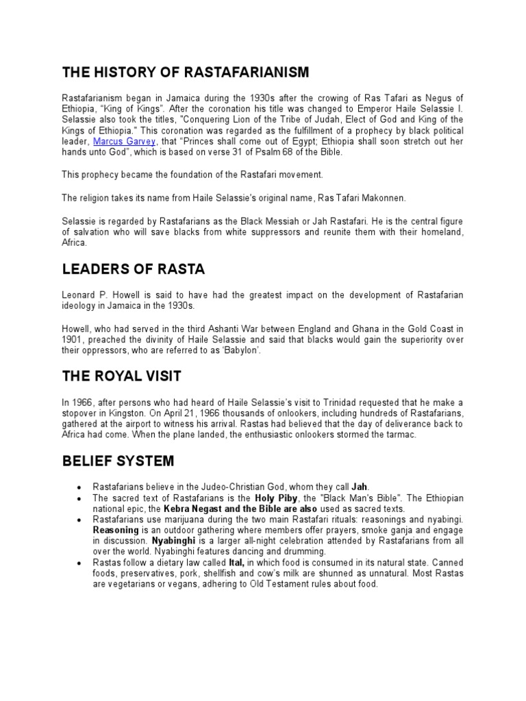 The History of Rastafarianism | PDF | Abrahamic Religions | Religious ...