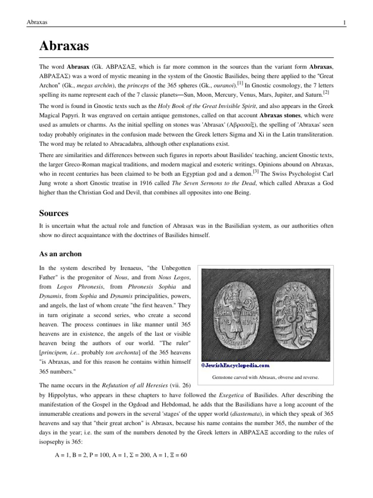 Abraxas | PDF | Dualism | Mythology