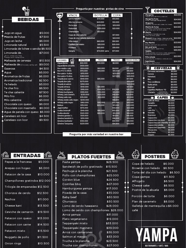 Carta Yampa 2022 Adaptada | PDF | Alimentos | Cocina