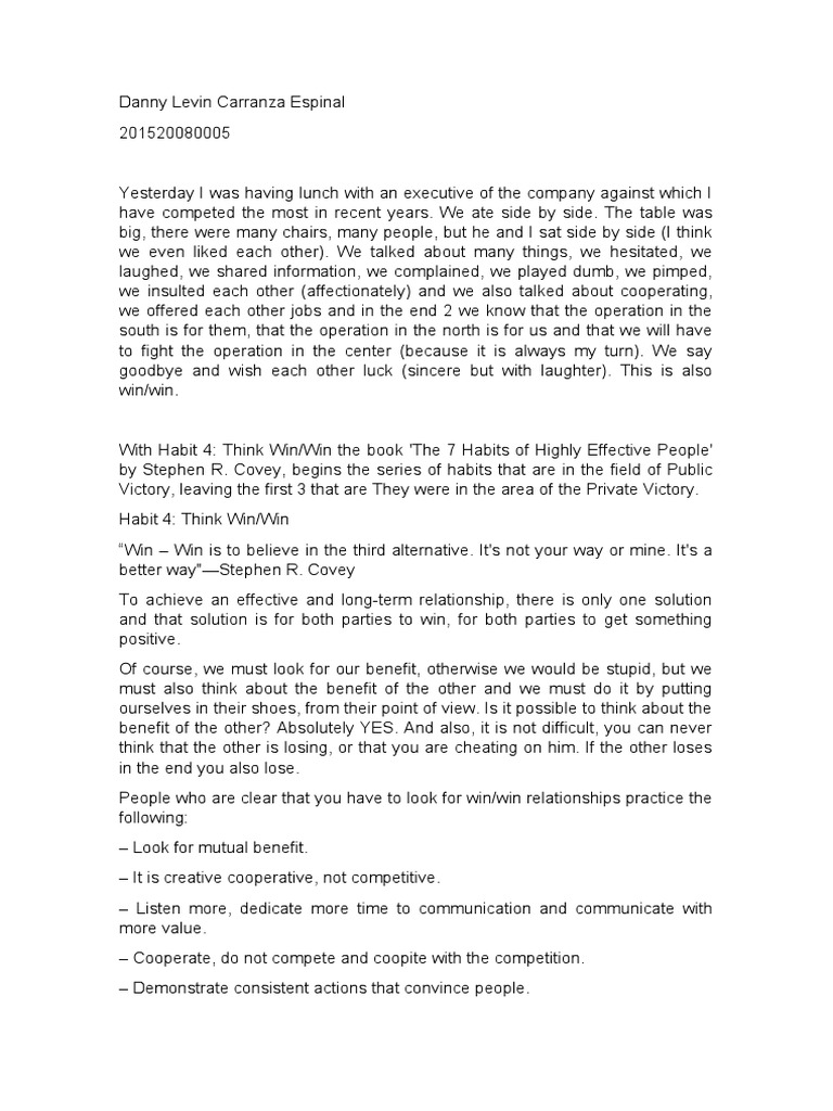 Habito 4 Win-Win | PDF | Psychology | Communication