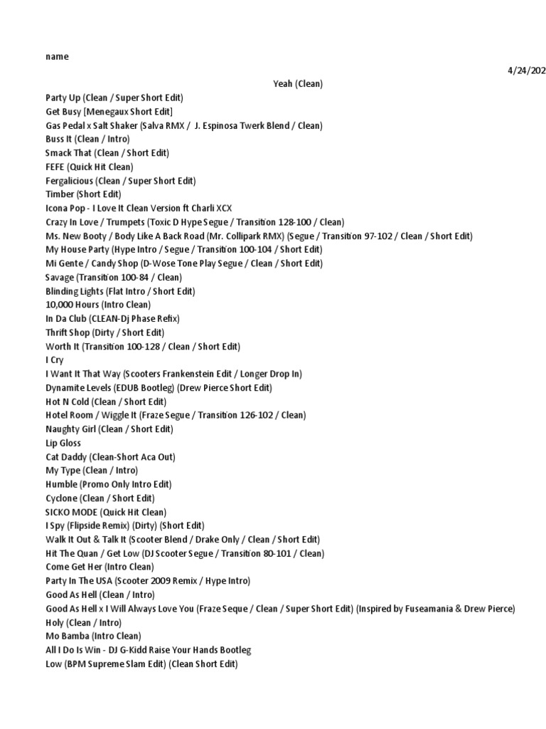 4-24-2021 Open Dancing Mix 2 | PDF | Musicians | Hip Hop