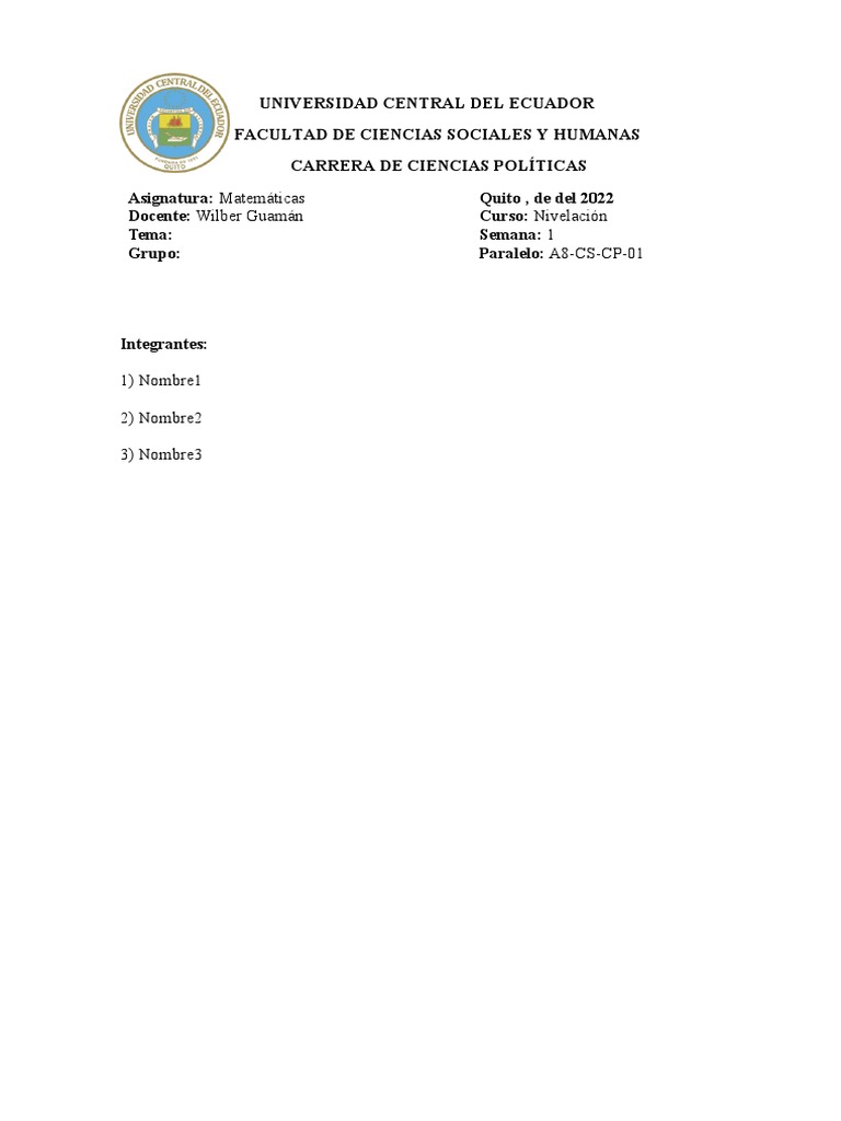 Formato Grupal MATE UCE | PDF