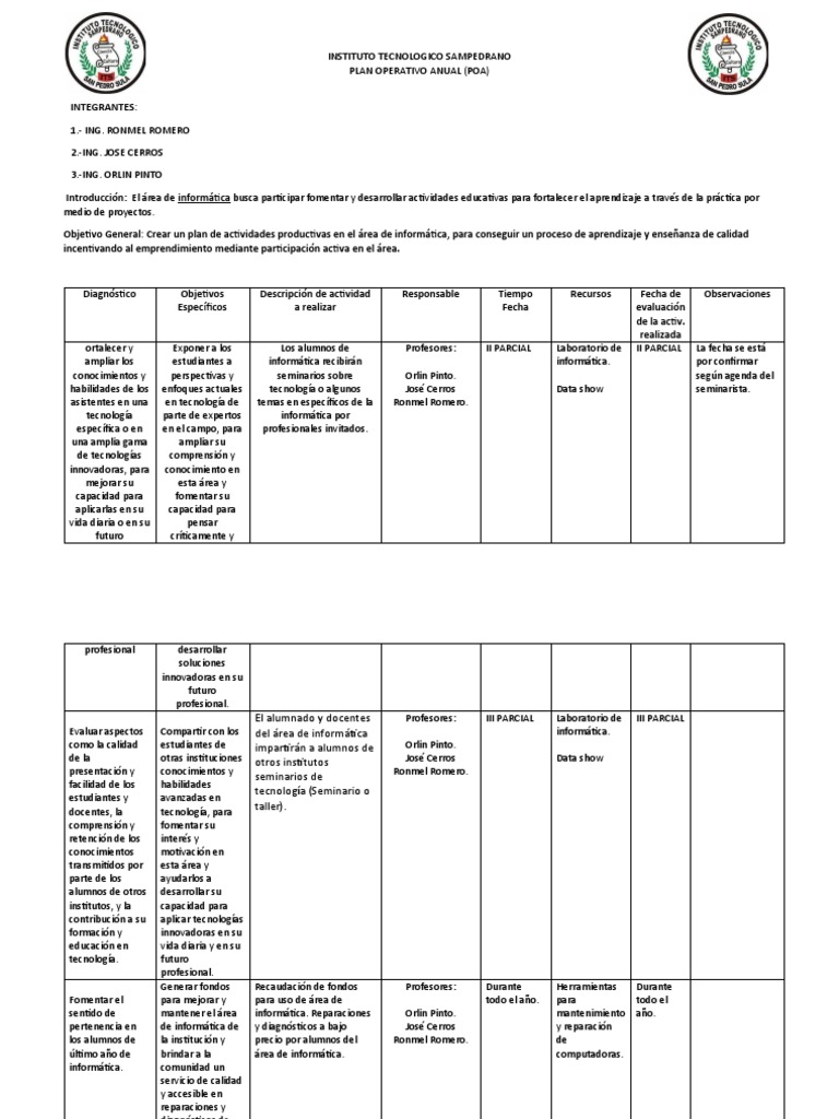Formato de Poa | PDF | Enseñando | Evaluación
