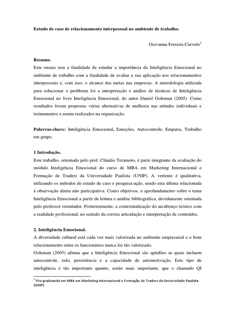 Tema 5 - Relacionamento-Interpessoal - Estudo de Caso | PDF | Emoções ... Tema 5 - Relacionamento-Interpessoal - Estudo de Caso | PDF | Emoções ...
