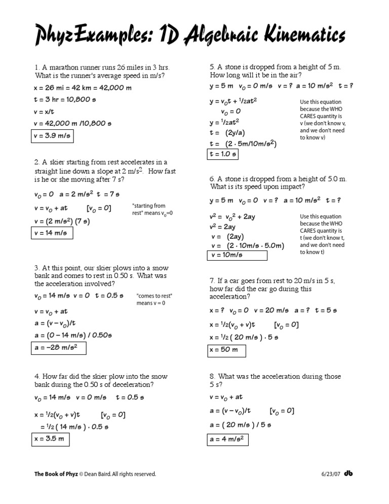 Kinematics 1D | PDF