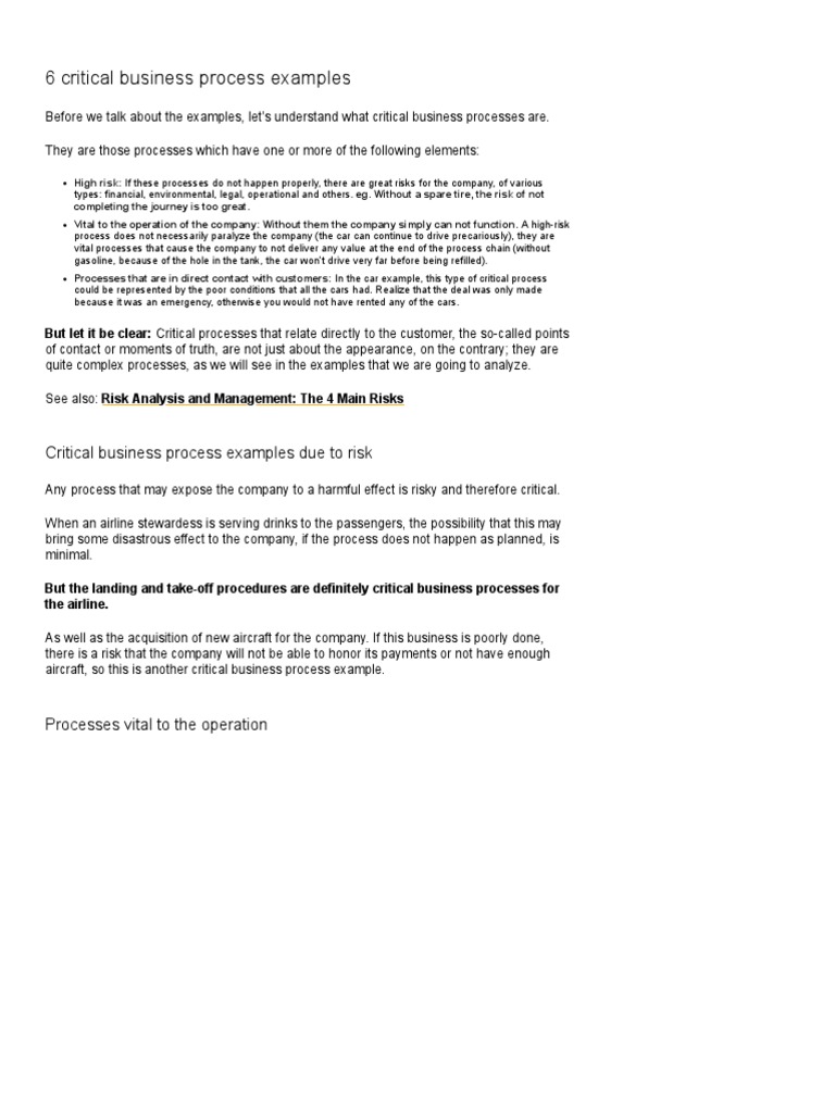 6 Key Examples of Critical Business Processes | PDF | Business Process ...