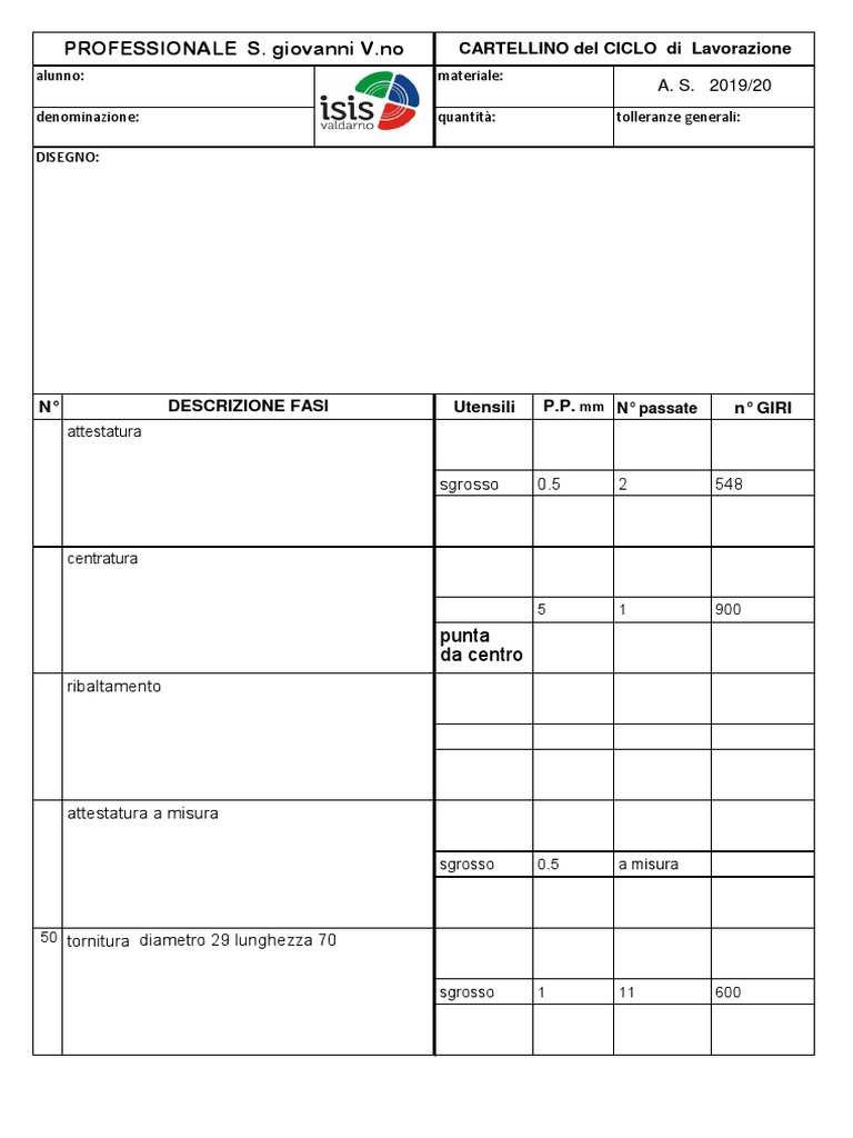 Cartellino Di Lavorazione | PDF