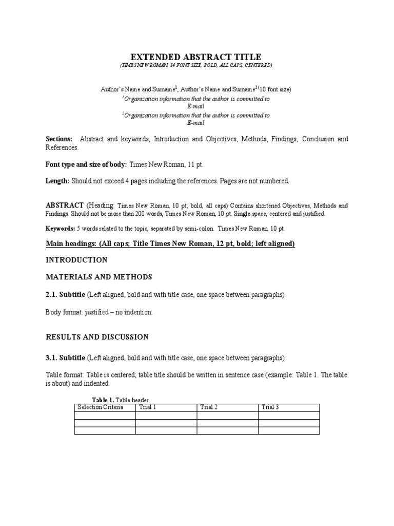 Extended Abstract Format | PDF | Letter Case | Times New Roman