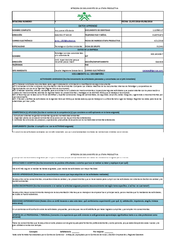 Bitacora 7 | PDF | Sistema de manejo de calidad