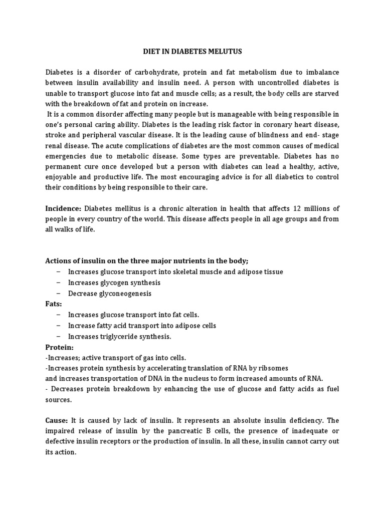 Diet in DM | PDF