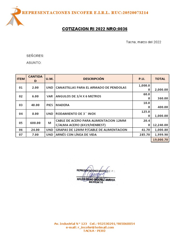 Cotizacion | PDF | Acero | Ingeniero civil