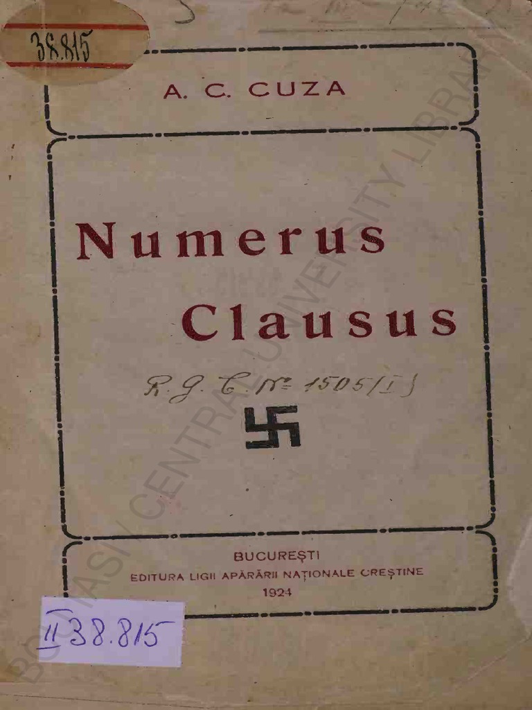 A.C. Cuza - Numerus Clausus - 1924 | PDF