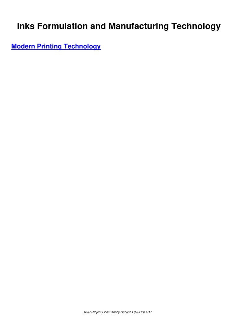 (NIIR) - Books-Inks Formulation and Manufacturing Technology | PDF ...