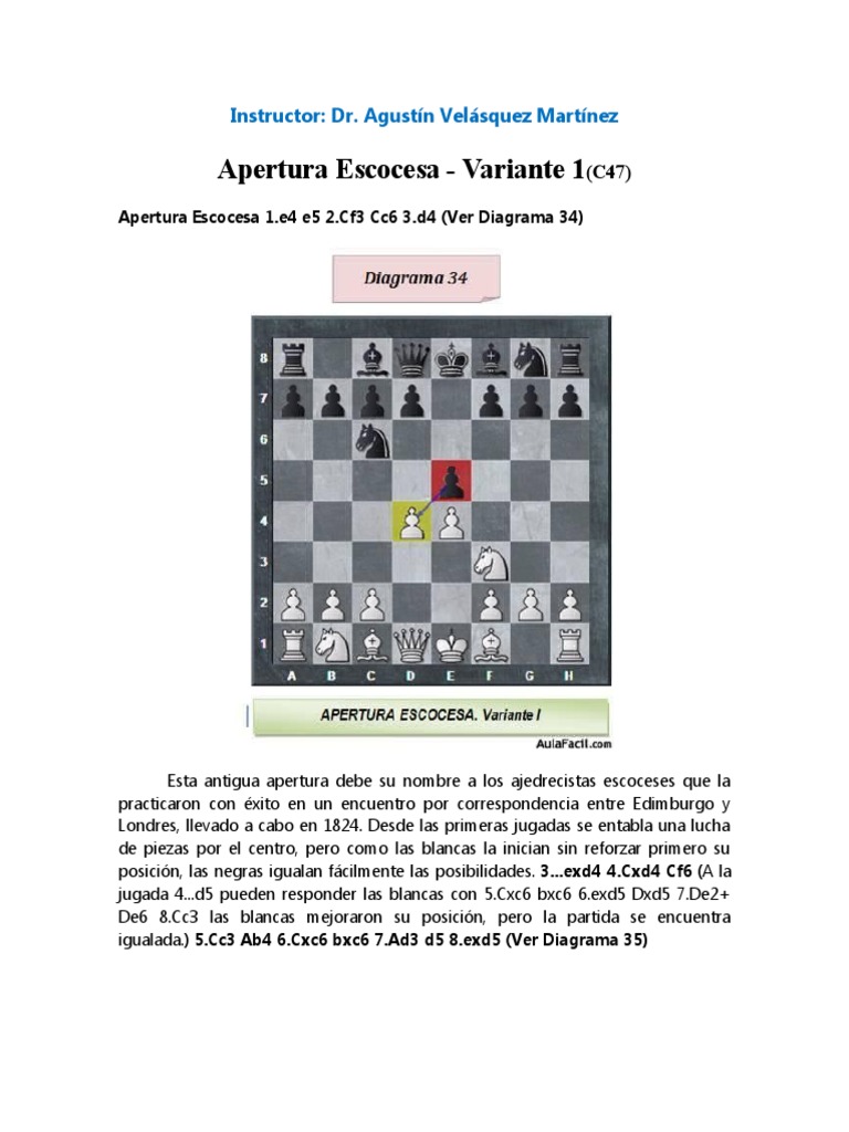 Apertura Escocesa en Ajedrez: Variantes | PDF