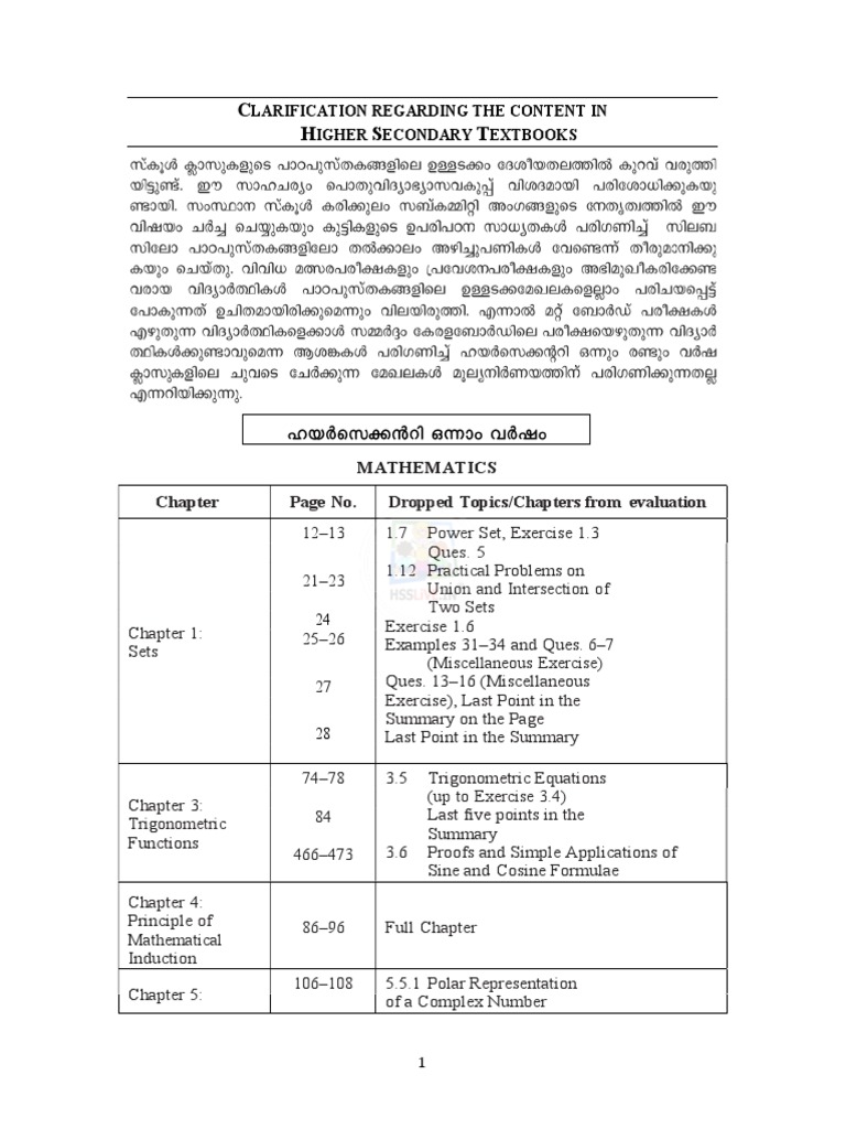 Hsslive Class XI Deleted Topics by Scert 2022 | PDF | Tissue (Biology ...