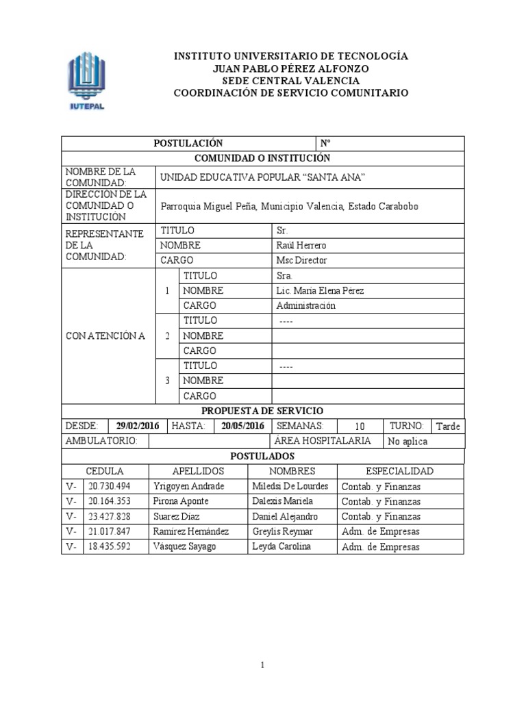 2 - PROPUESTA DE PROYECTO DE SERVICIO COMUNITARIO - Dotx | PDF ...