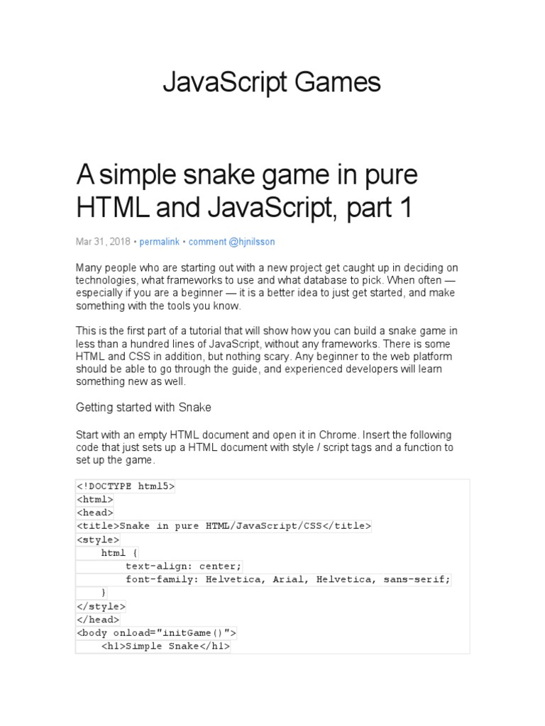 JavaScript Games Autores | PDF | Html Element | Html