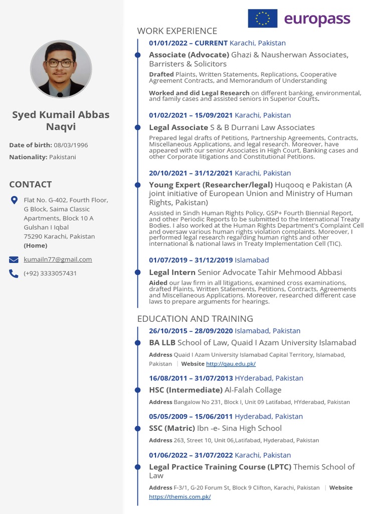 CV - Syed Kumail Abbas Naqvi | PDF | Pakistan | Advocate