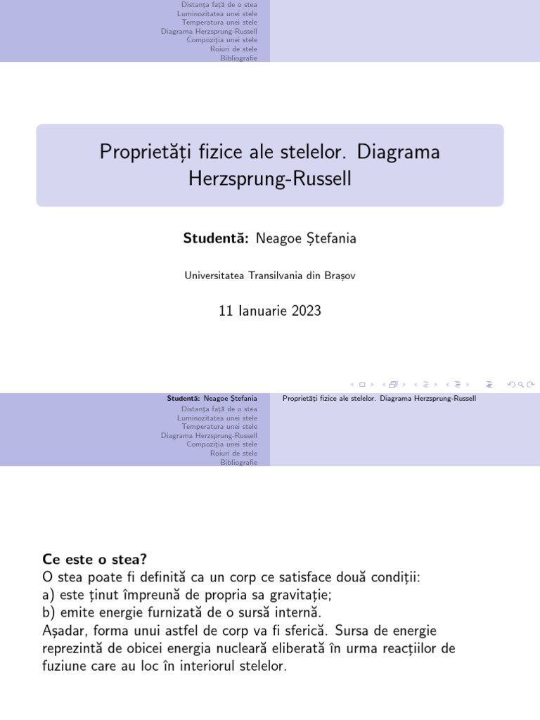 Proprietăți Fizice Ale Stelelor | PDF