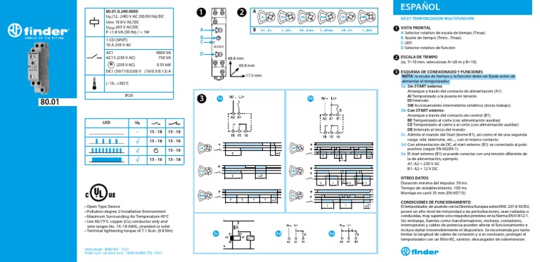 Finder Timer Ib8001es | PDF | Electromagnetismo | Equipo