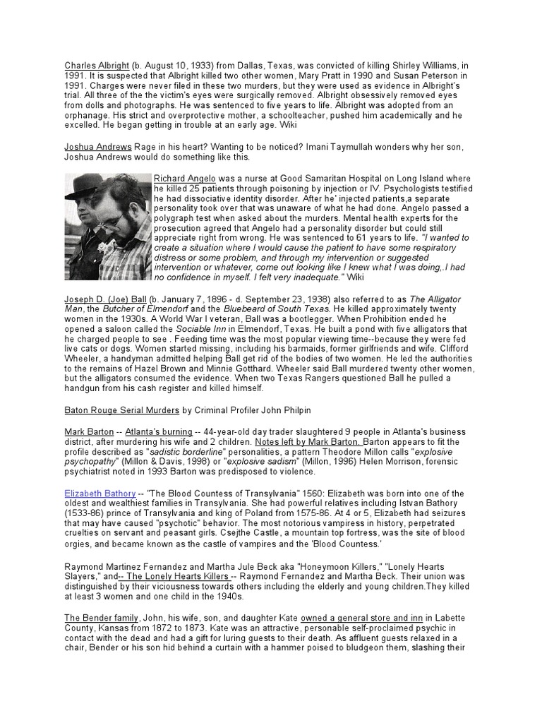 List of Serial Killers | PDF | Moors Murders | Violence