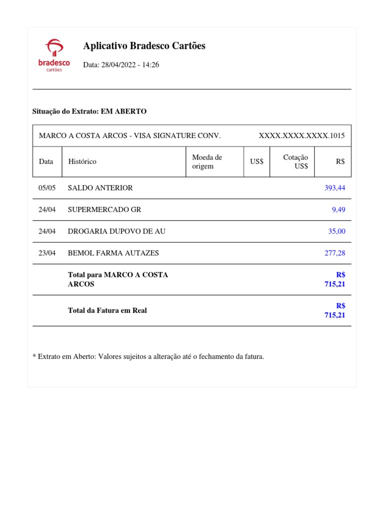 Extrato Cartao | PDF