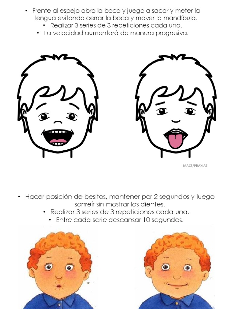 Ejercicios de Praxias Linguales para Niños | PDF