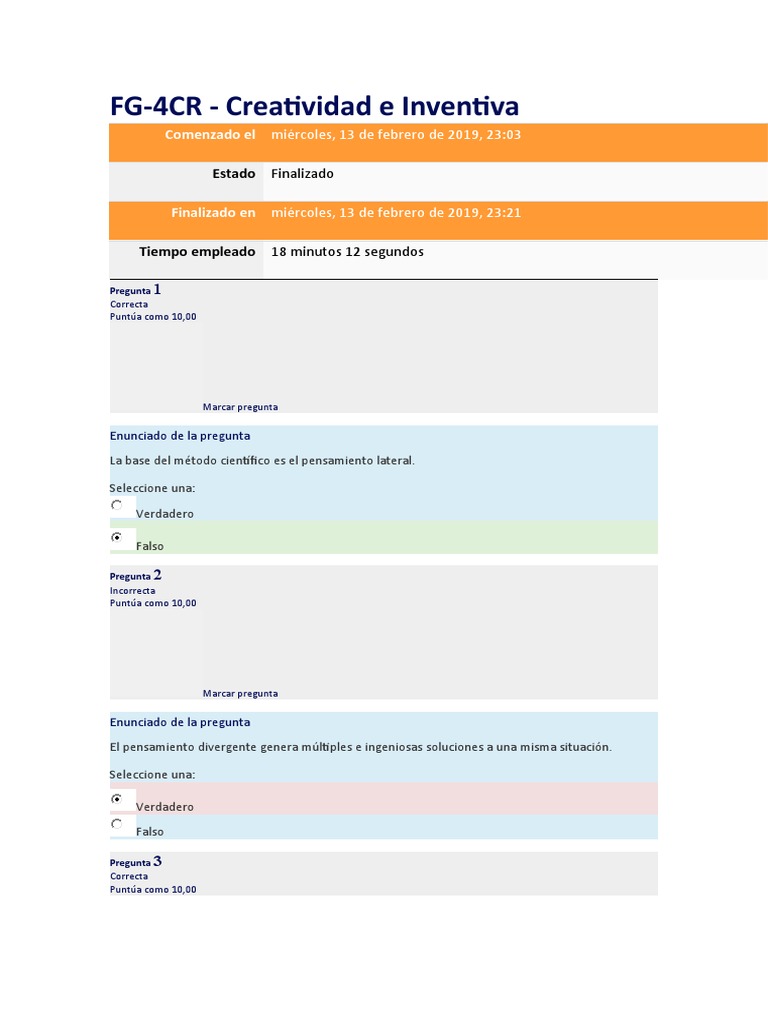 CUESTIONARIO 1 DHP | PDF | Creatividad | Pensamiento