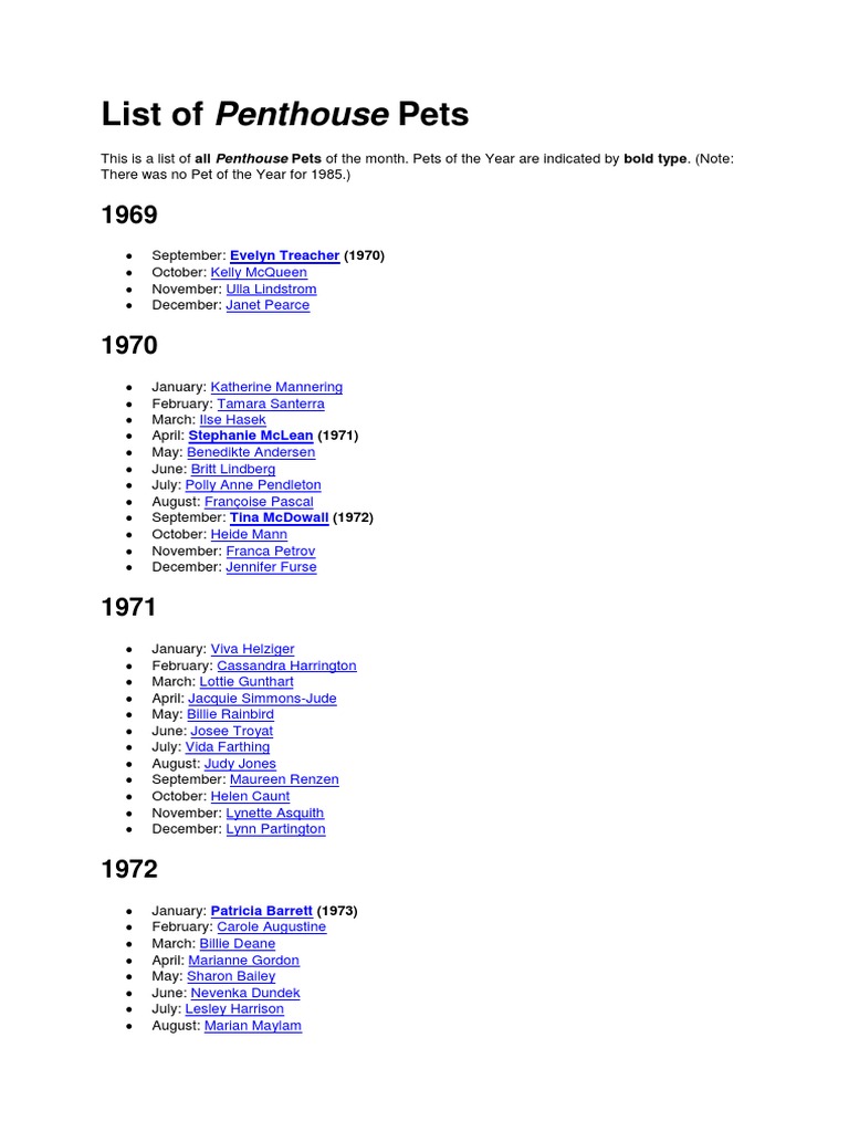 04 Penthouse Pets of The Month | PDF | American Actors | American Film ...