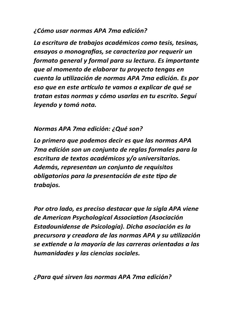 Cómo Usar Normas APA 7ma Edición | PDF | Citación