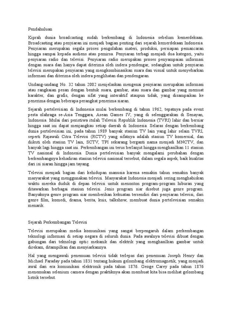Sejarah Televisi Indonesia | PDF