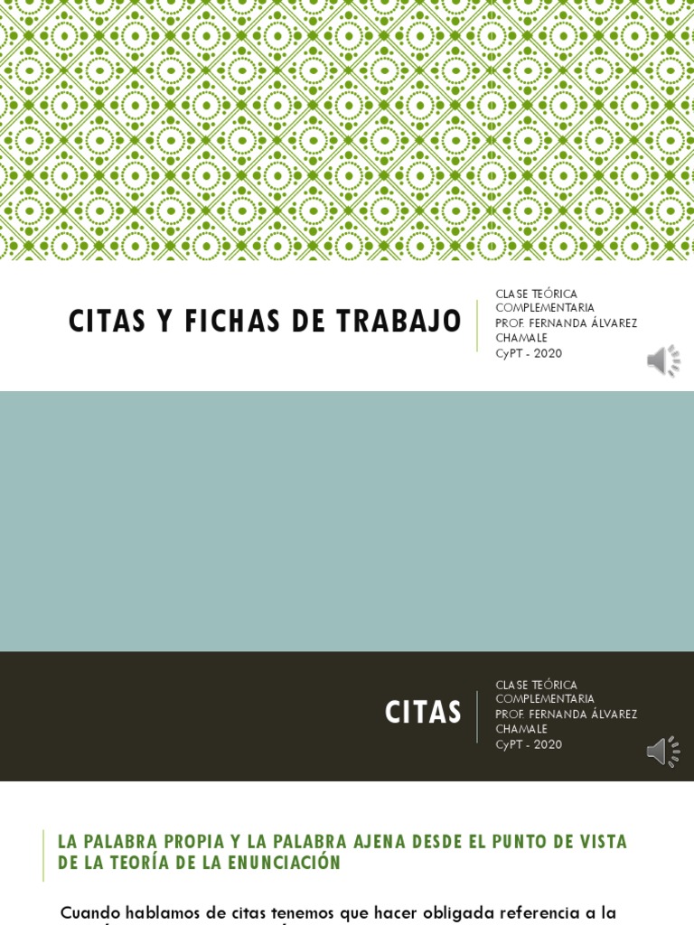 CITAS Y FICHAS DE TRABAJO - Clase Teórica - Prof Fernanda Alvarez ...