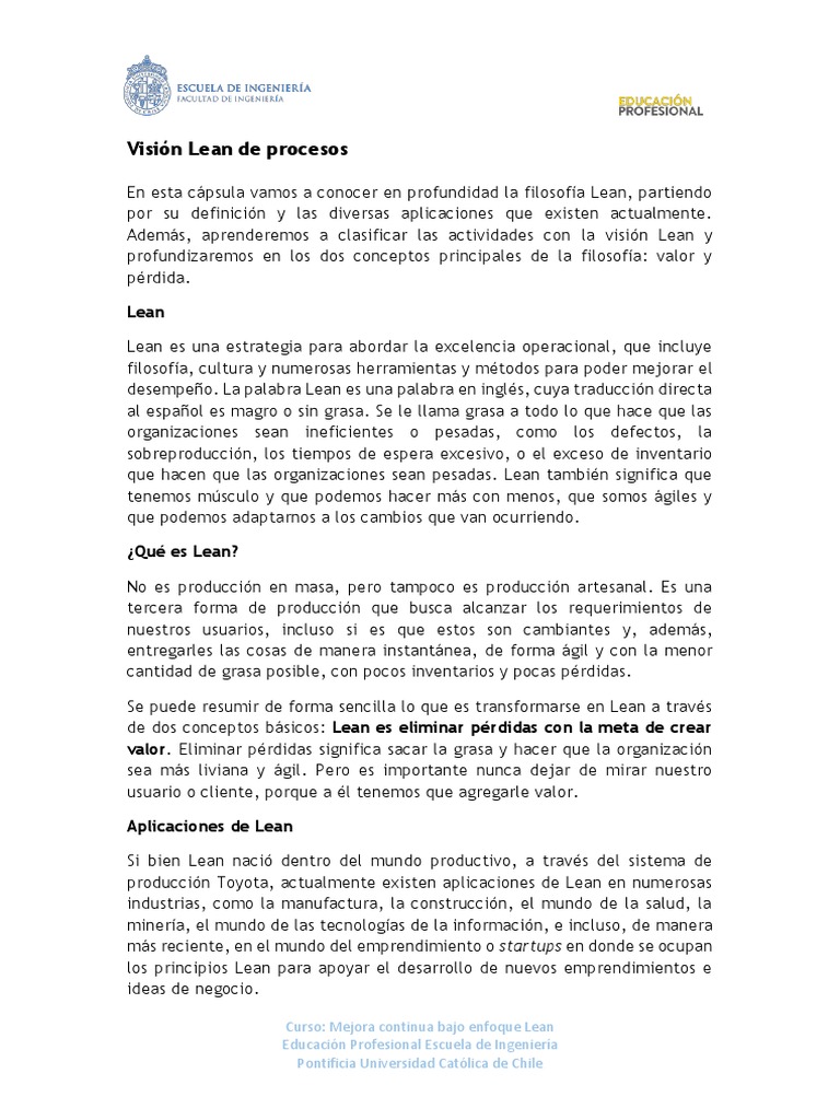 5 - Clase - Visión Lean de Procesos (SCRIPT) | PDF | Lean Manufacturing ...